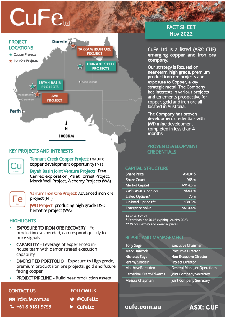 Presentation and Fact sheet - CuFe Limited
